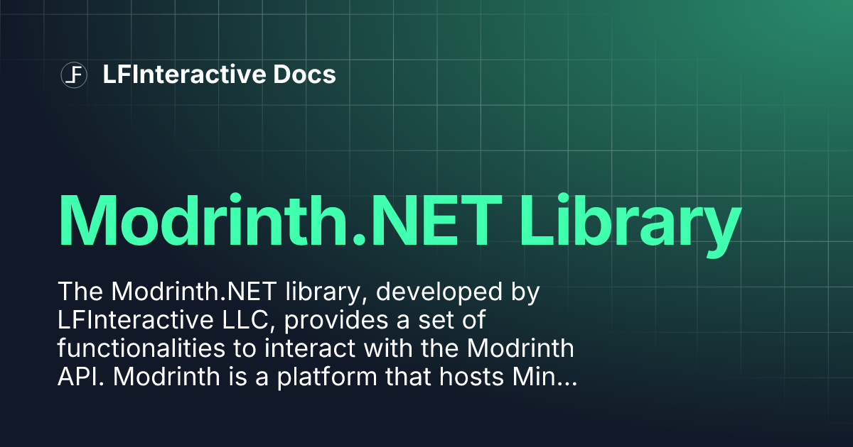 Modrinth.NET Library | LFInteractive Docs