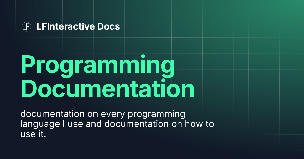 Programming Documentation | LFInteractive Docs Programming Documentation | LFInteractive Docs